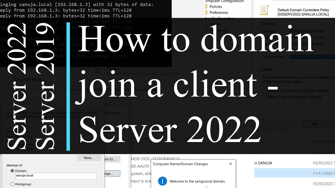 How to domain join Windows 10 client to Windows Server 2022 - Active Directory (AD)