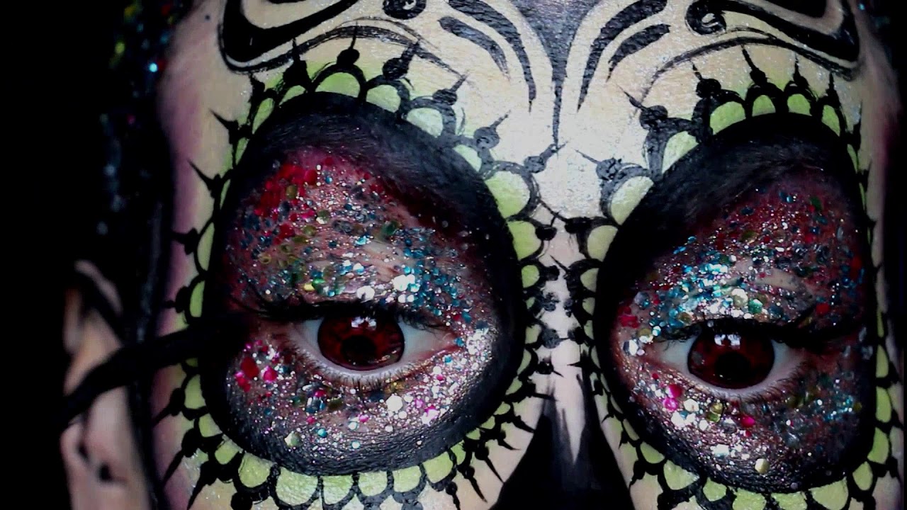 Glitter Sugar Skull makeup tutorial // Brushbara