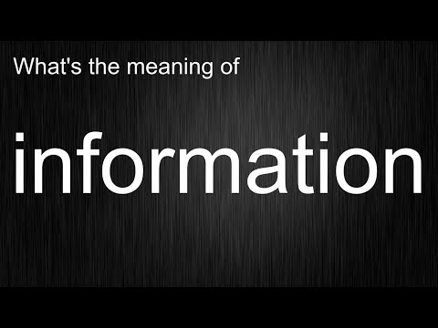 Uncovering the True Meaning of "information"! How Should It Be Pronounced?