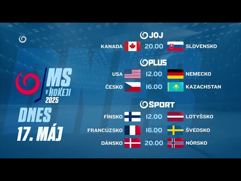 MS V HOKEJI 2025: Prehľad zápasov (17.5.2025)