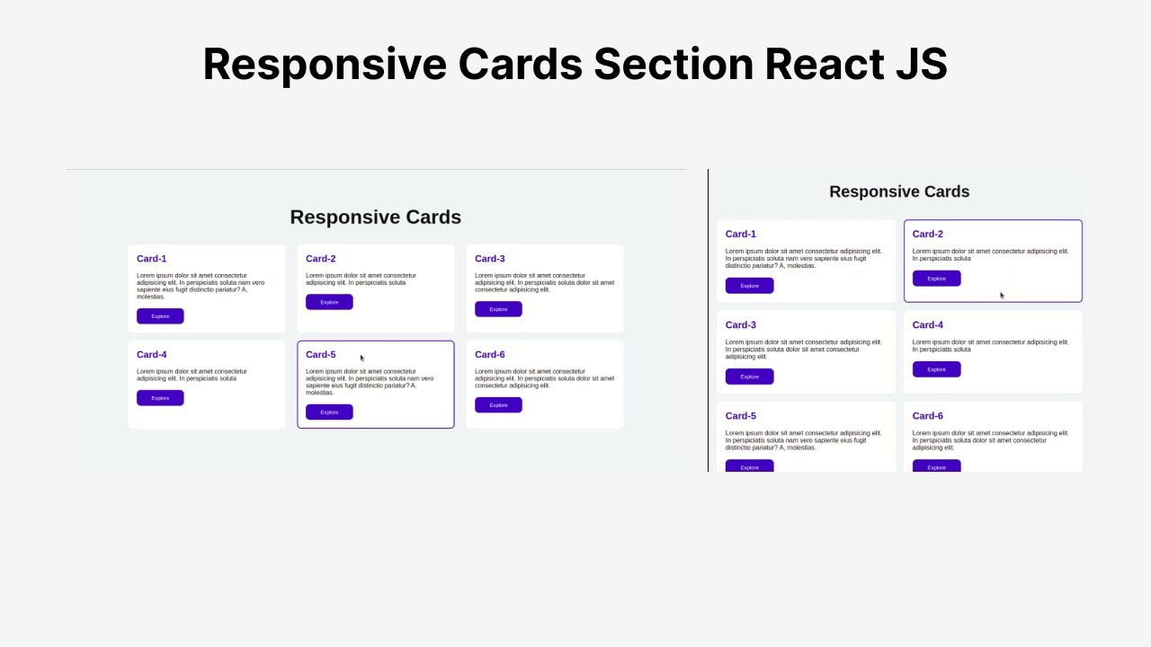 How to create Responsive Cards in React Js | Responsive Section | React JS beginner projects | 2022