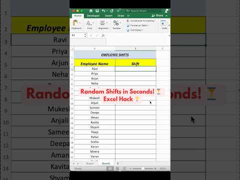 Assign Random Shifts in Excel ⚡ | Quick Employee Scheduling Hack! #excel #excelhacks
