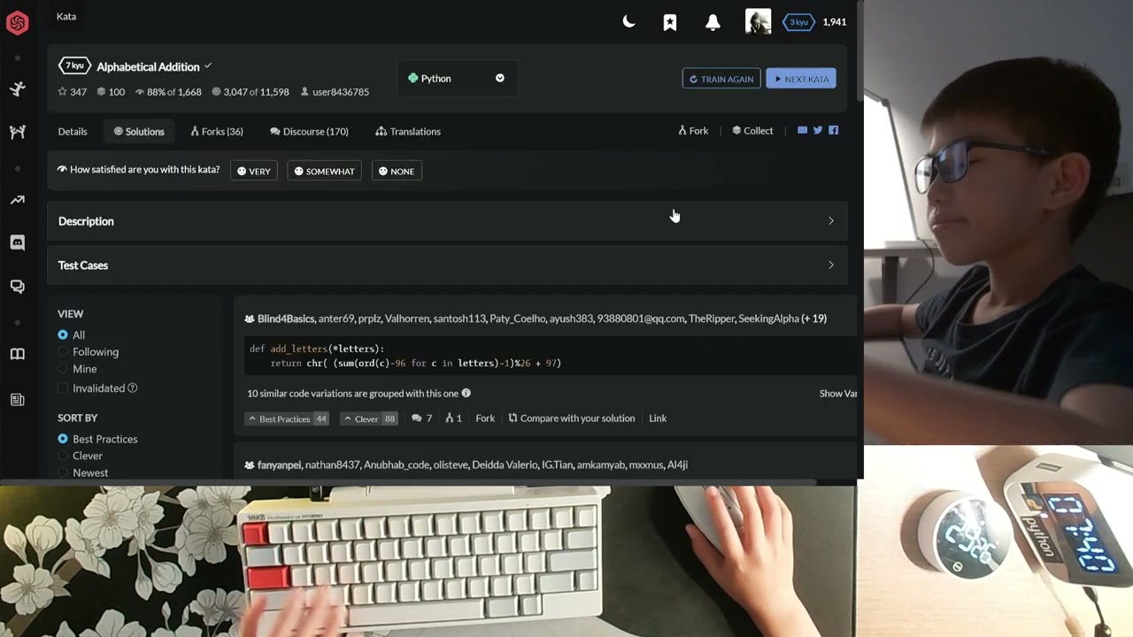 Codewars | Python | HHKB keyboard | 40 min real time | no talking | EP-50