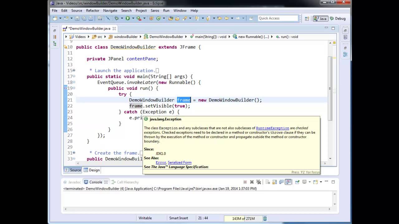 Java Basics - GUI with  WindowBuilder 01