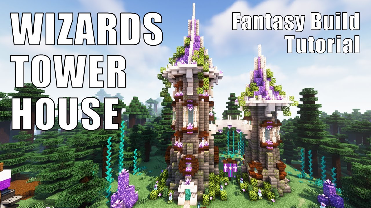 minecraft Fantasy Wizard Tower | Double Mage Tower with Bridge Tutorial ...