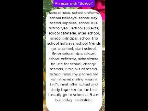 Phrases with "School" #speakingpractice #vocabulary #readingenglish