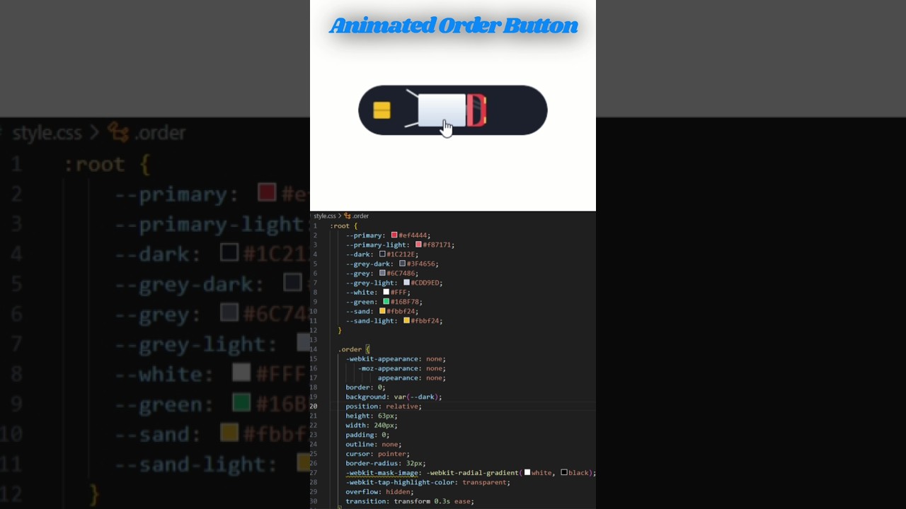 Animated Order Button 🔥 | CSS Button Animation | Web Development  #shorts #css #html #hovereffects