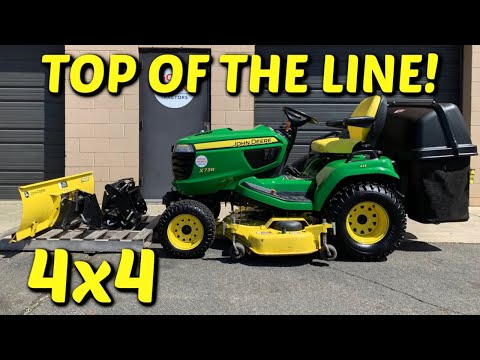 Top Of The Line! John Deere x738 Tractor Overview, 4x4, AutoConnect Mower, MCS Bagger, Snow Plow