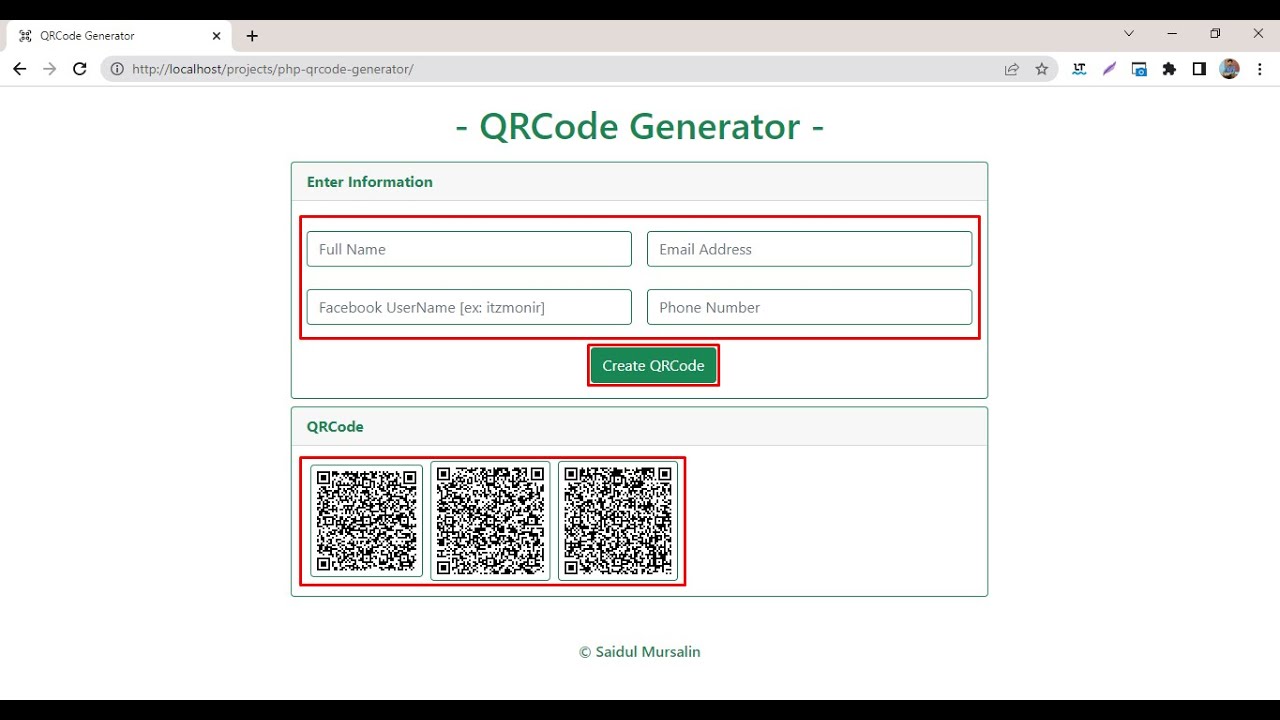 [SourceCode] Simple QR Code Generator using User Inputs in PHP