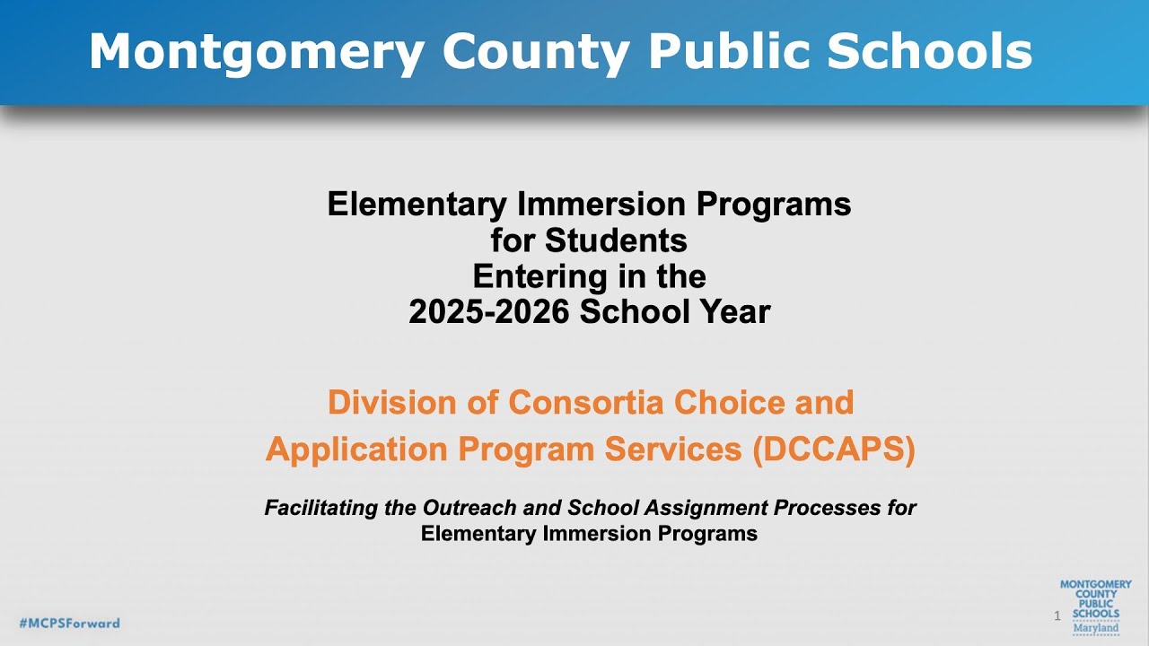 MCPS Elementary Immersion Programs Information Video – Winter 2025