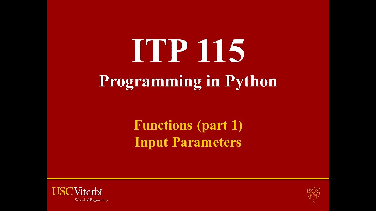 Functions Part 1 - Input Parameters (2 of 3)