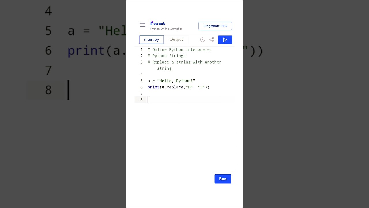 Replace a string with another string #python #strings #pythonstring #coding #programming #ai #shorts