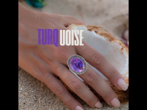 Purple Copper Turquoise Ring | Mojave Turquoise Ring | Sterling Silver Ring |