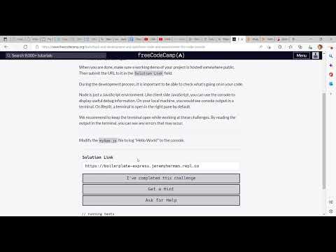 Basic Node and Express. Back End Development and APIs Solution Learn freeCodeCamp Part 1