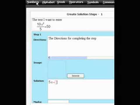 Entering Directions and Solution Steps in Brain Power Math e-learning authoring tool