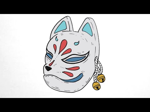 How to Draw JAPANESE KITSUNE MASK