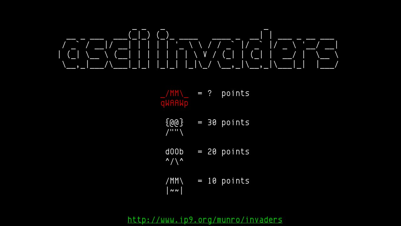 Ascii-Invaders, Space Invaders clone