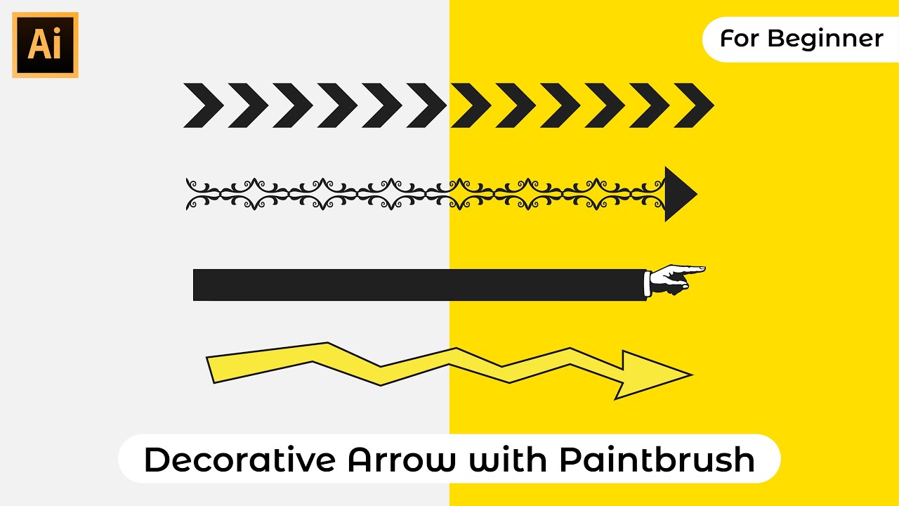 Easy Make Decorative Arrow with Brush Tool - Adobe Illustrator Tutorial