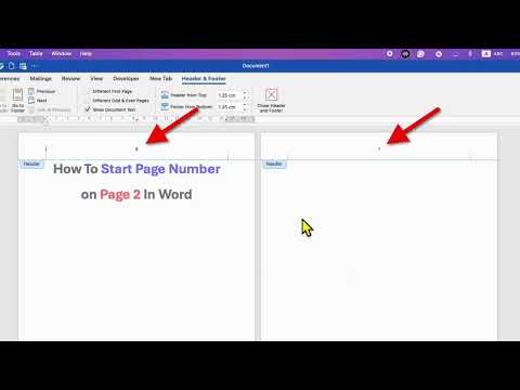 How to Start Page Number on page 2 in Word