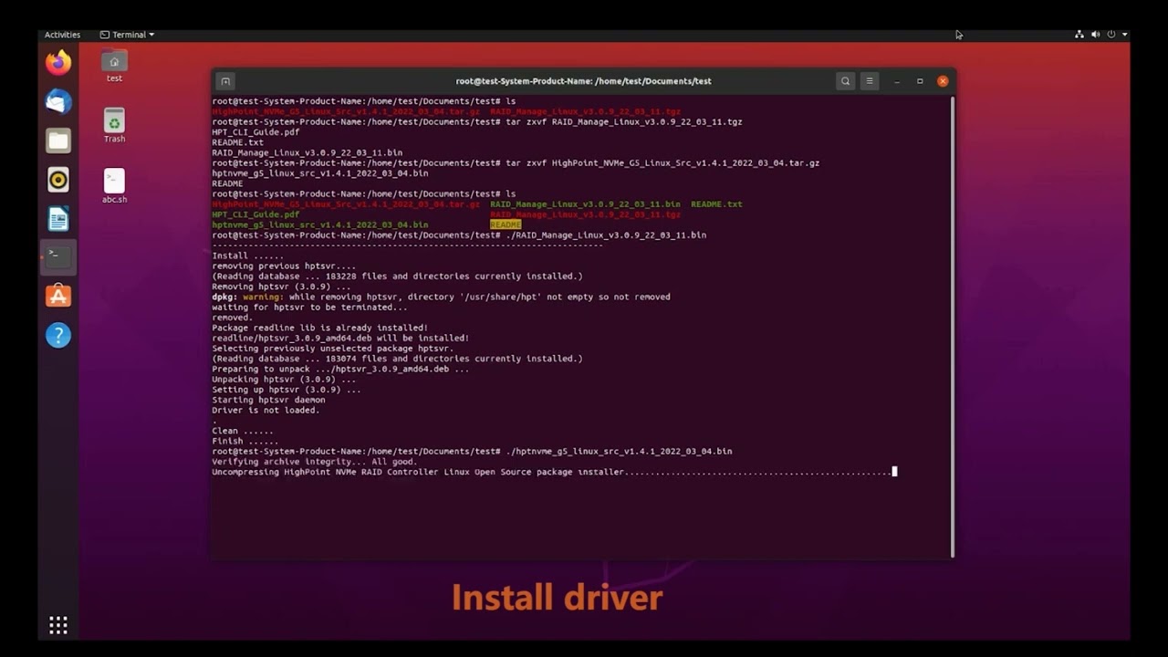 How to download and install HighPoint's Linux driver using the SSD7505