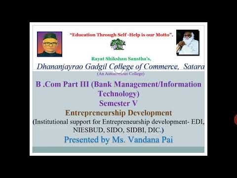 B.Com III Bank Management Semester V Entrepreneurship Development