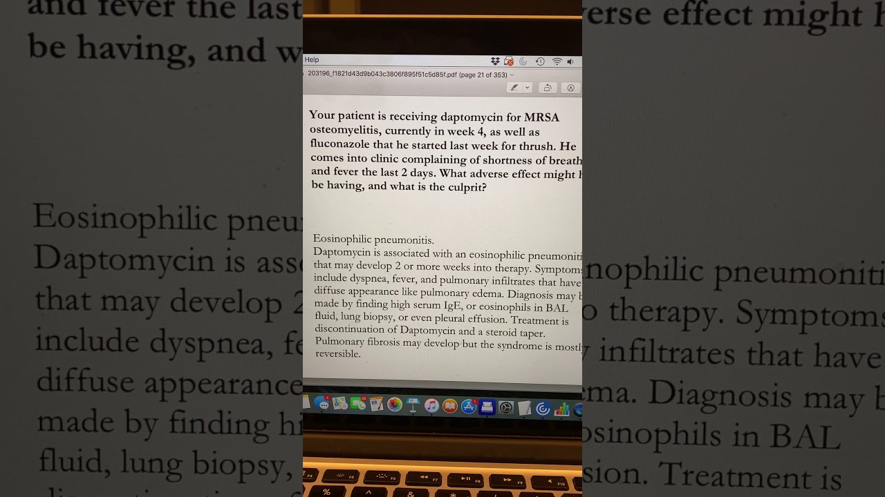 Unique side effect of daptomycin