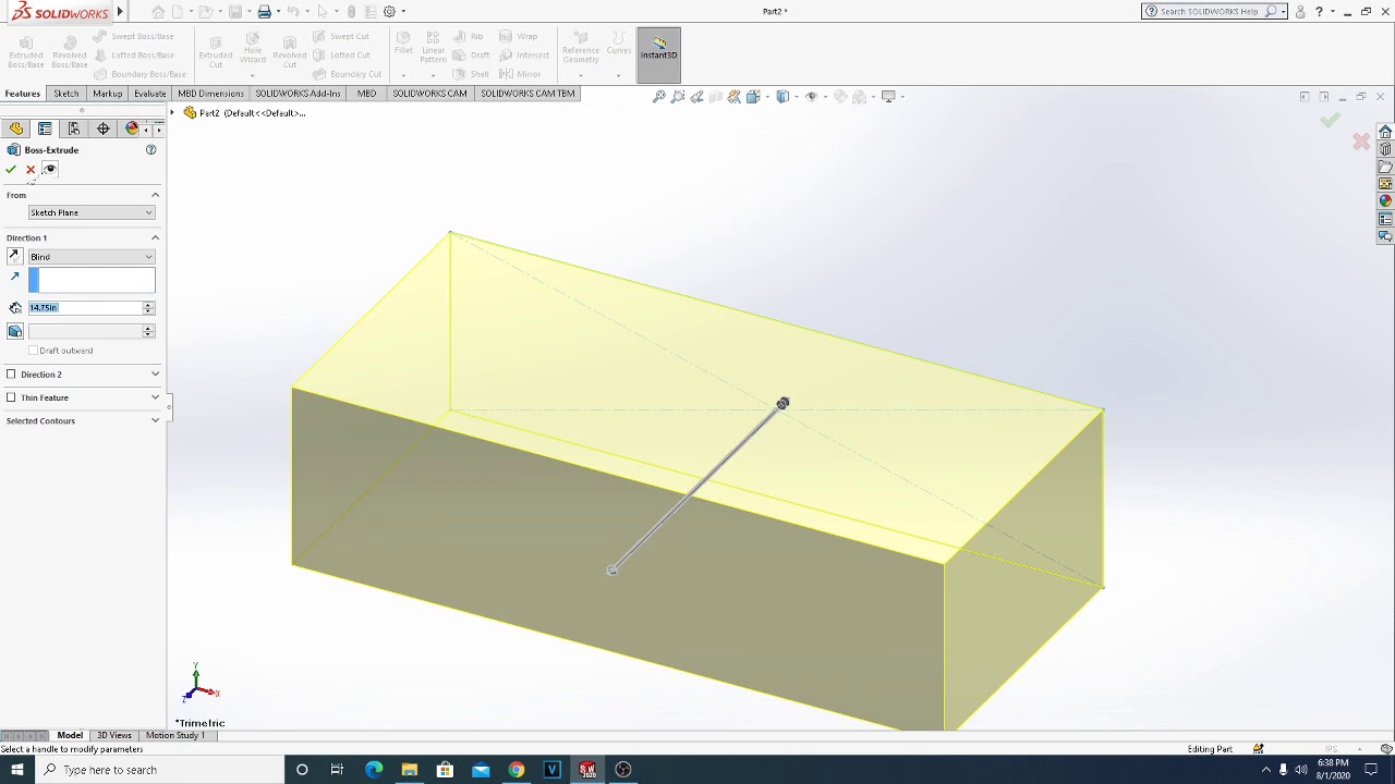SOLIDWORKS 2020 - making a box