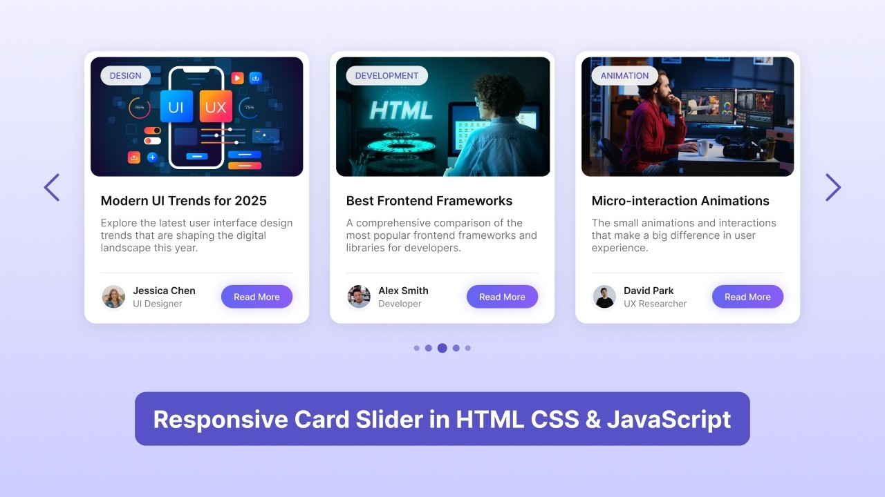 Create A Responsive Card Slider in HTML CSS & JavaScript | Step-by-Step Tutorial