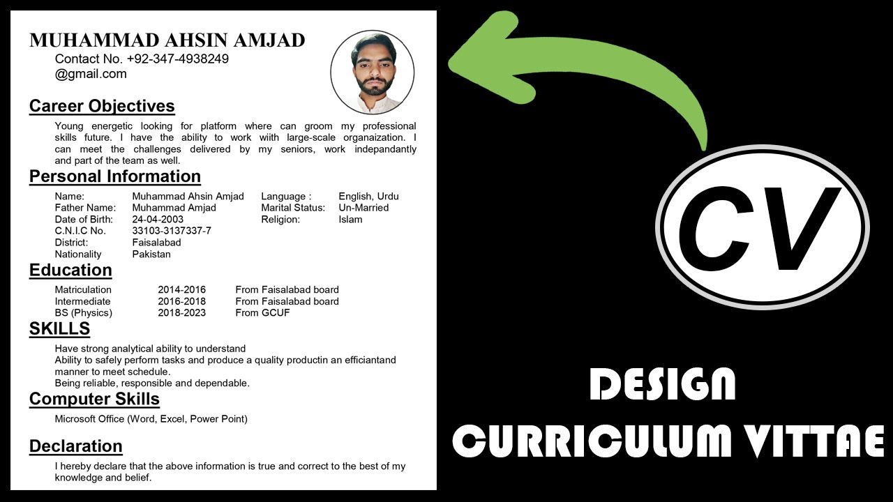 HOW TO CREATE CV || CV DESIGN || Technical Asif ||#cv | #Subscribe