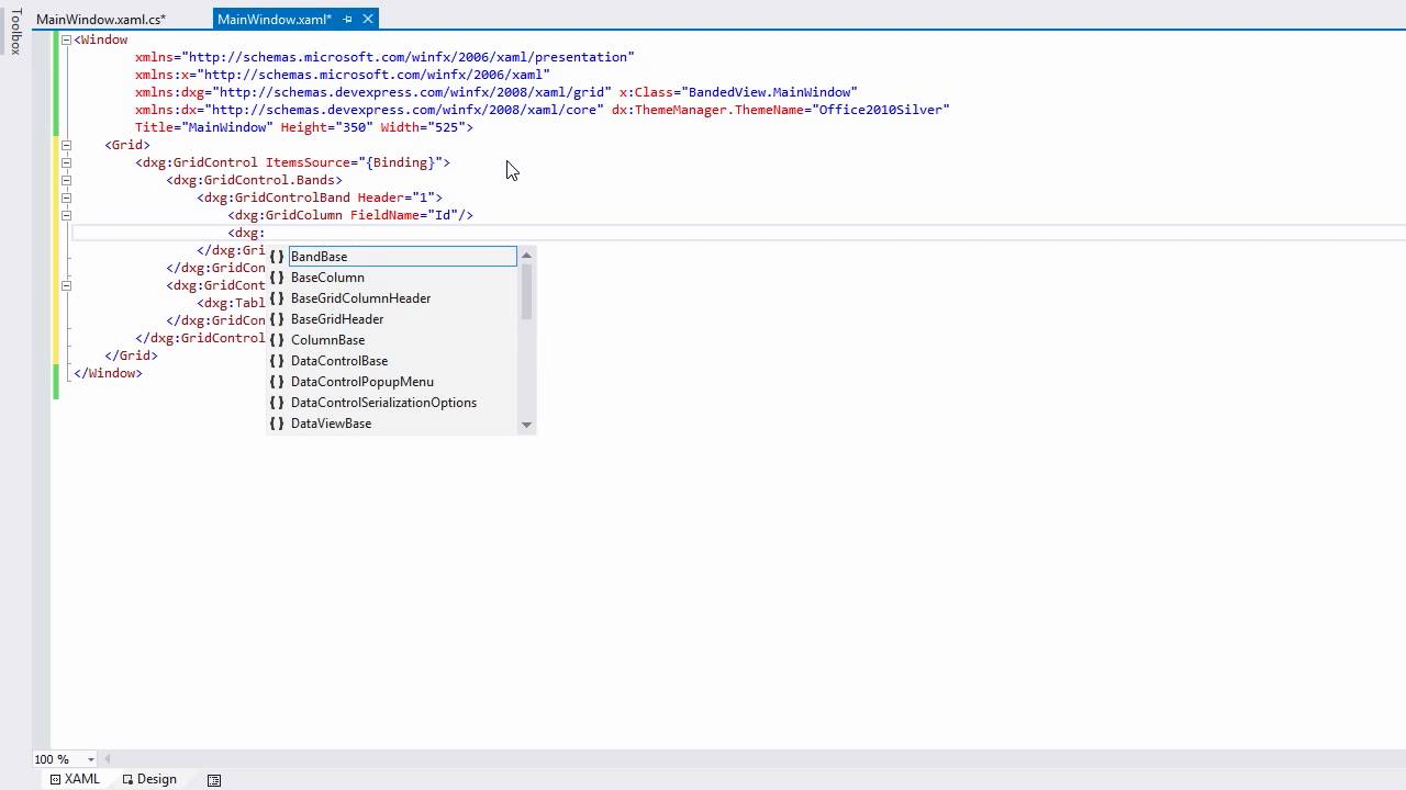 DevExpress WPF Data Grid: Banded Layout