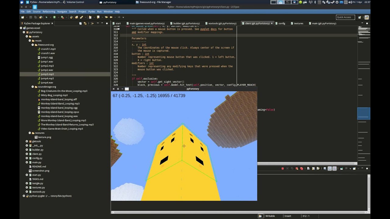 Python pyglet Voxel Game - Fort Story 0