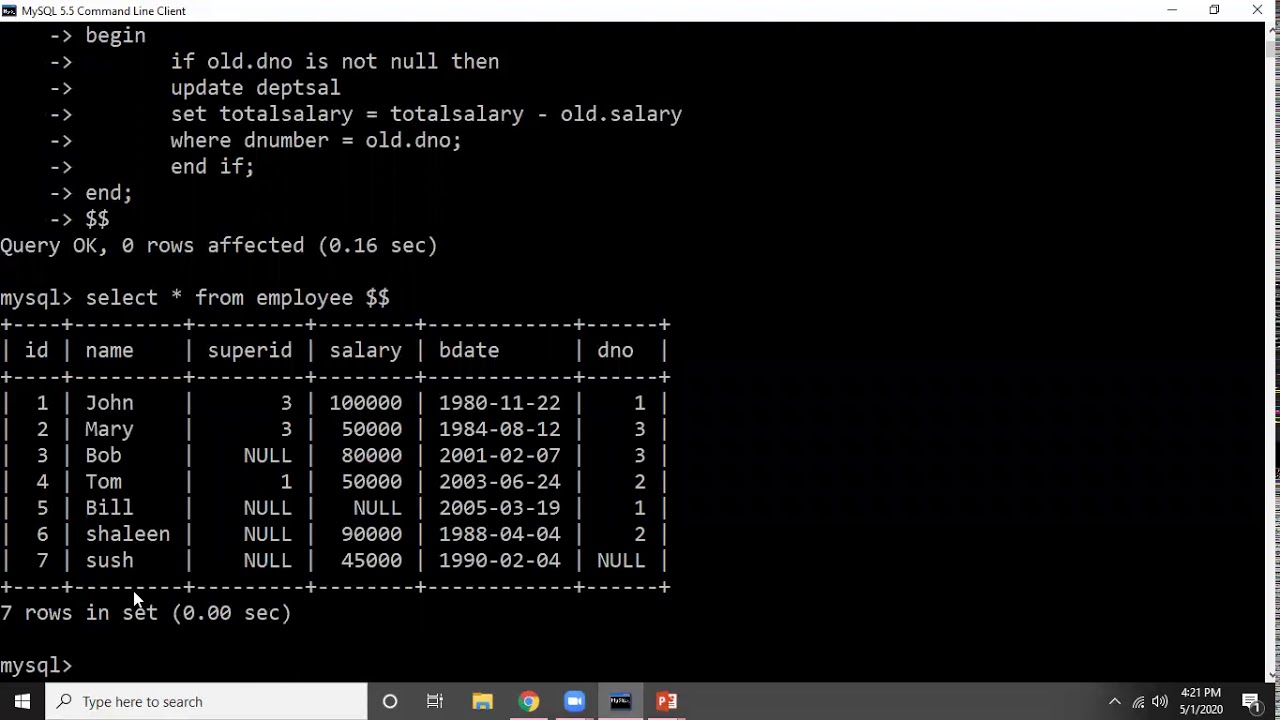 Trigger Solved example in SQL(Part 2) DBMS