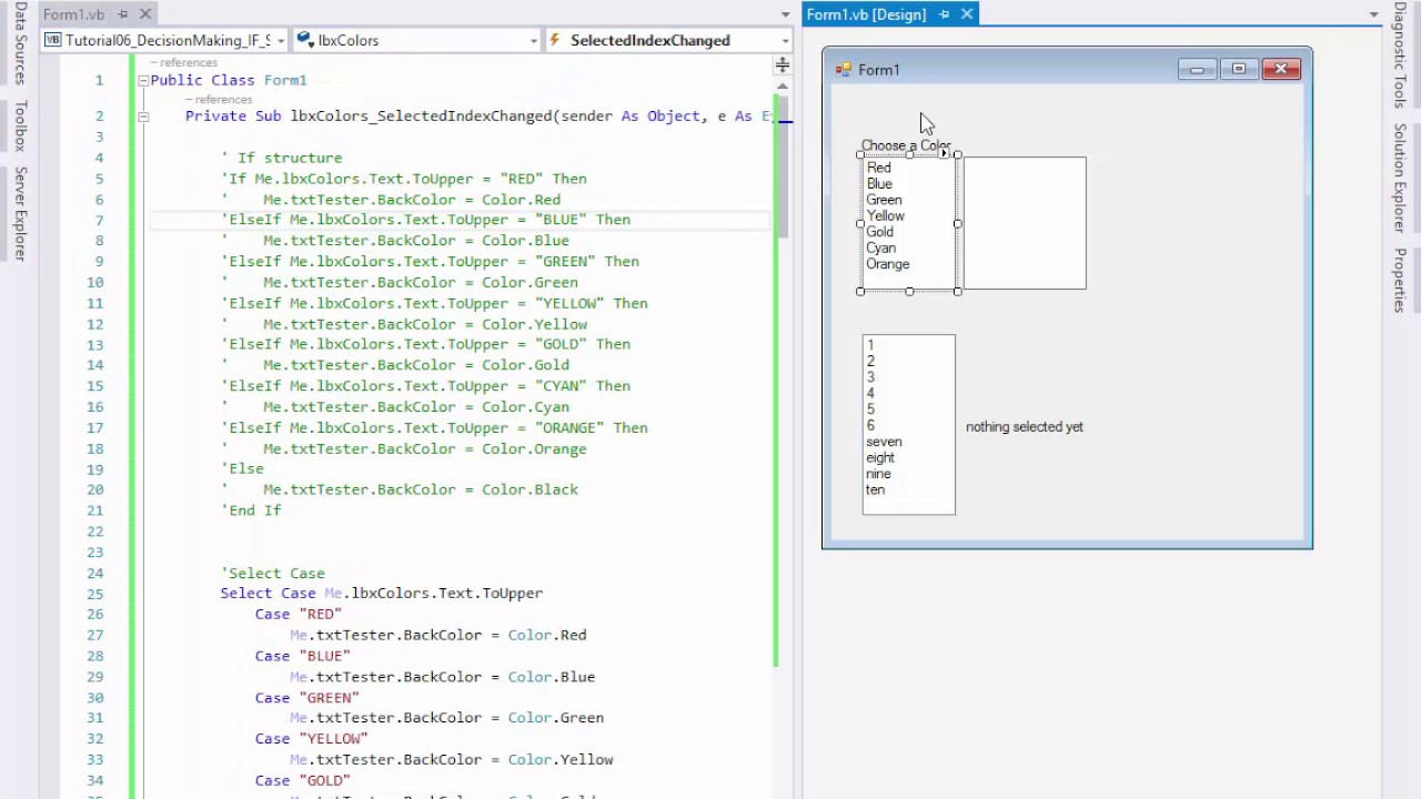 Visual Basic Tutorial 6 - Decision making using IF and SELECT CASE structures