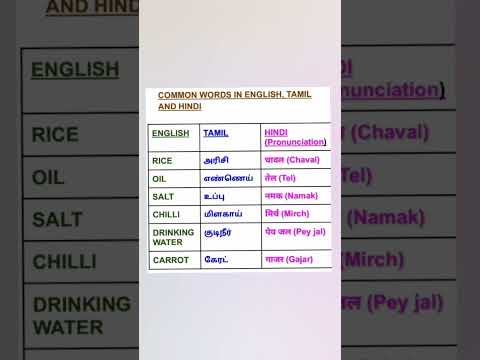 COMMON WORDS IN ENGLISH, TAMIL AND HINDI | #english #hindi #tamil #translation #vocabulary #trending