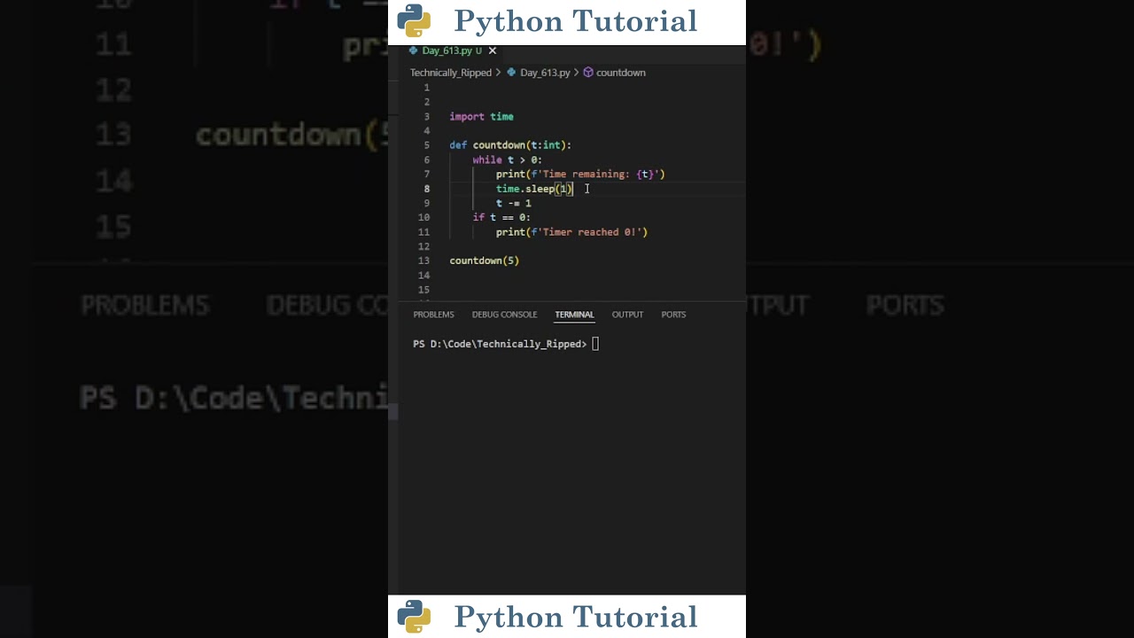 Countdown Timer In Python | Python Tutorial