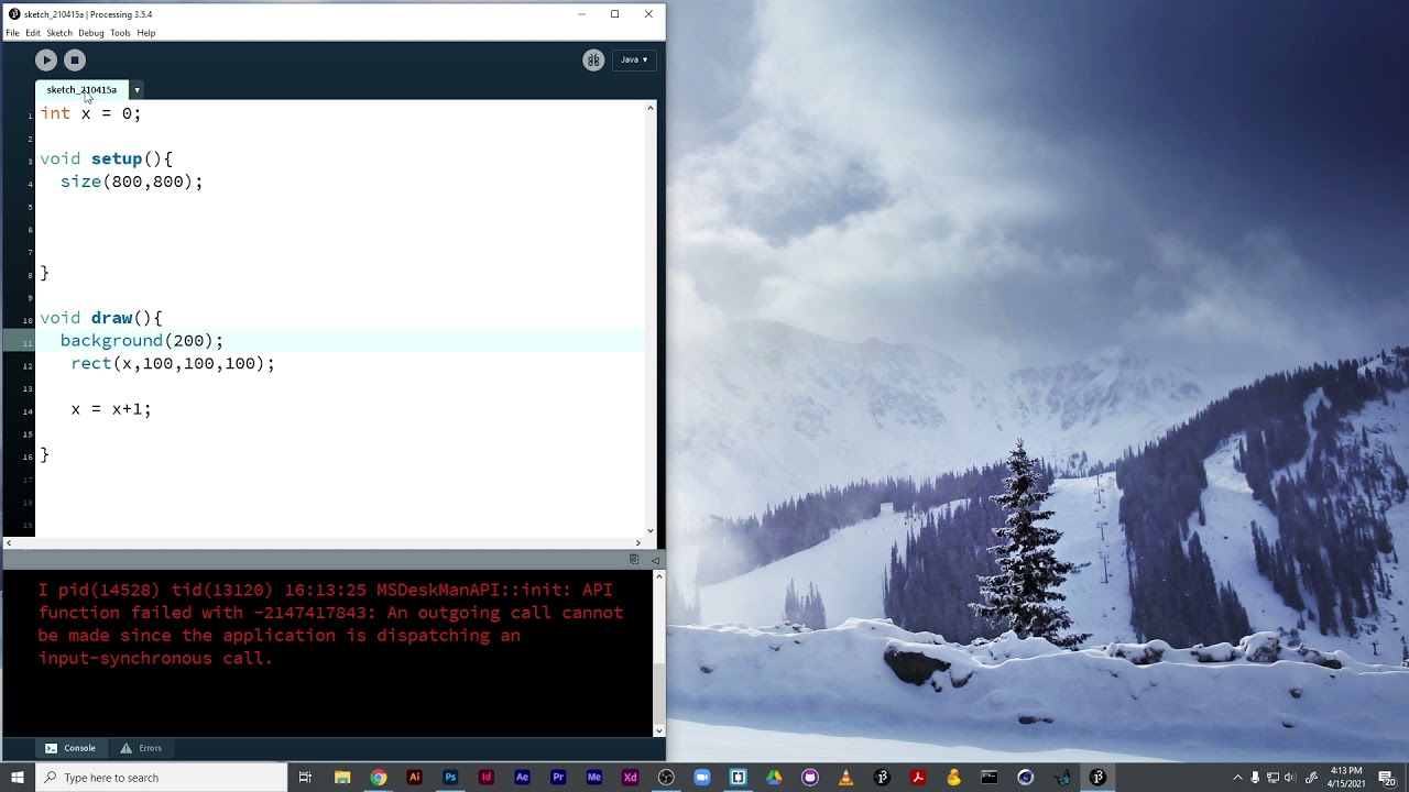 Using the draw loop in Processing