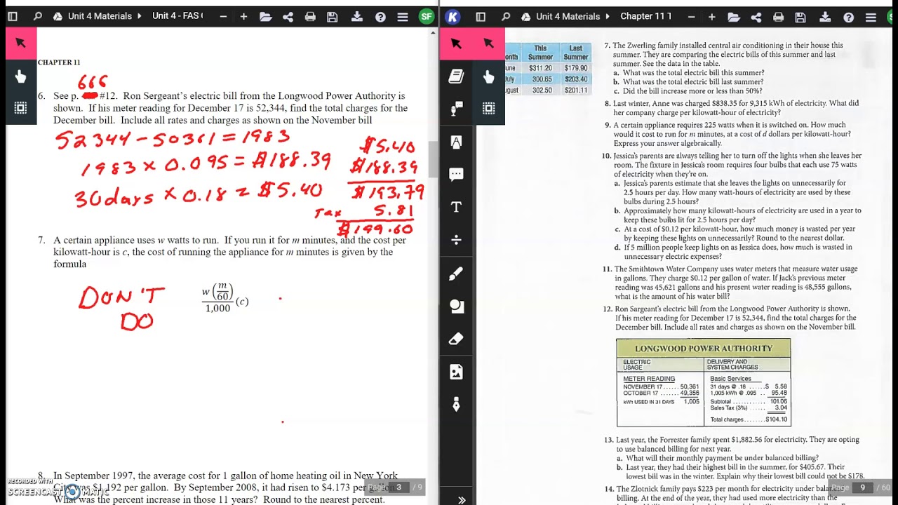 Applied Math 11.1 Utility Expenses Video