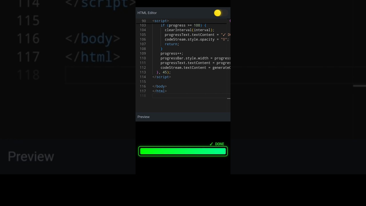 💻 Futuristic Hacker Progress Bar Animation | HTML + CSS + JS 📈 #coding #programming #animation #hack