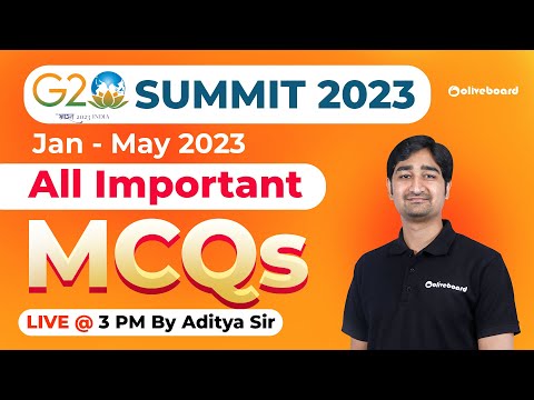 G20 Summit 2023 | Jan - May 2023 | All Important MCQs | G20 Summit Current Affairs | By Aditya Sir