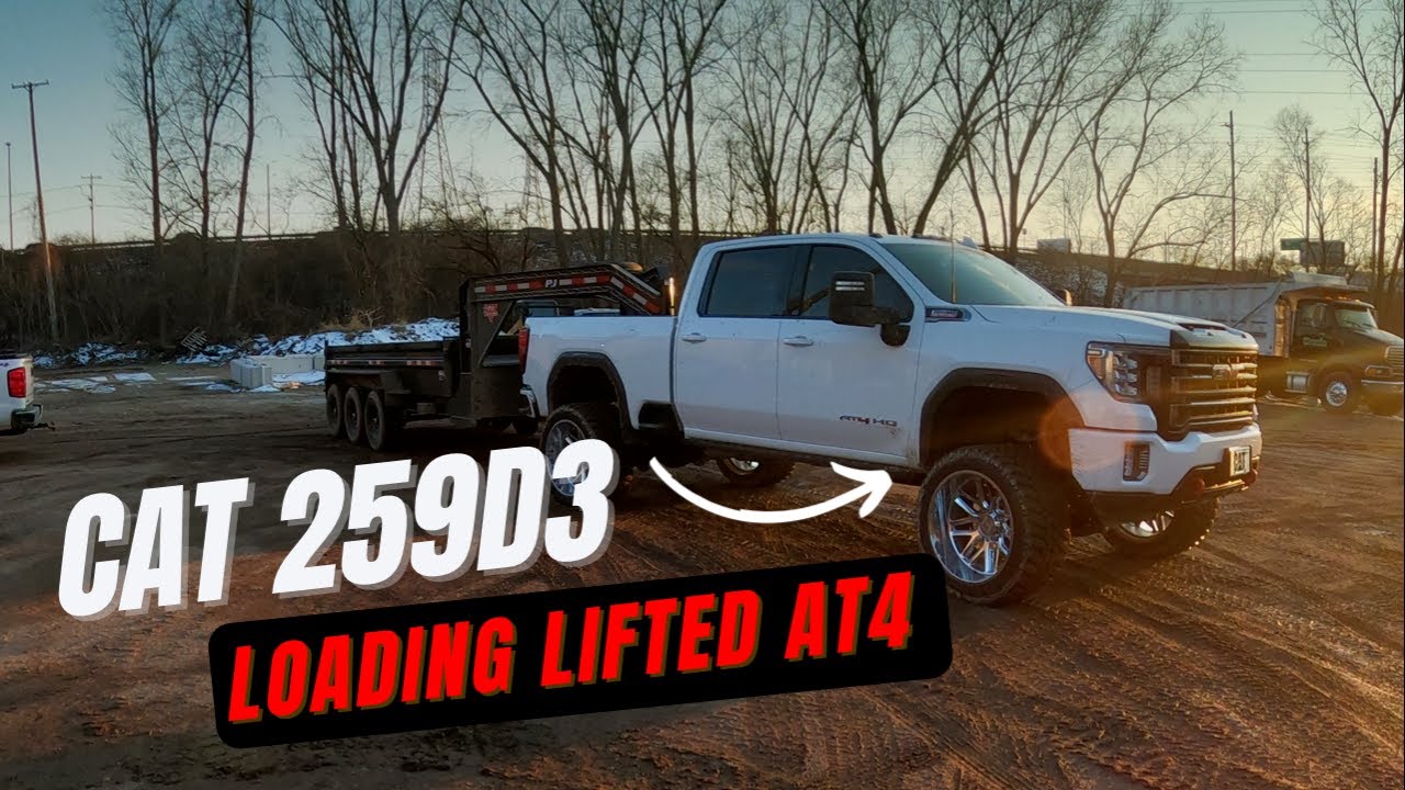 cat 259d3 Loading Lifted GMC AT4 Heavy Load #shorts #diesel