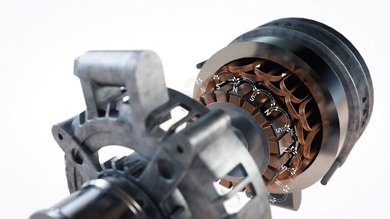 3D science animation - How does an alternator work?