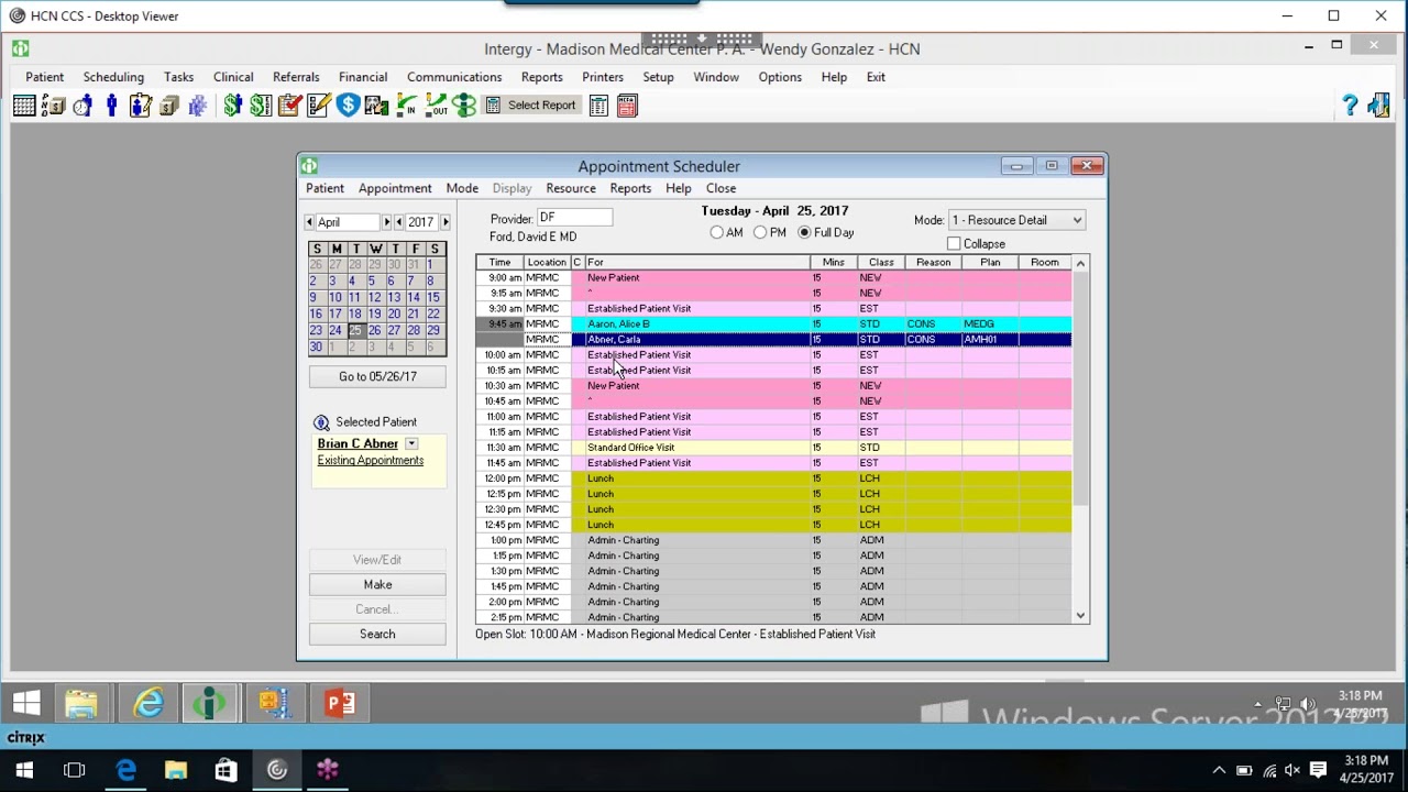 Intergy Appointment Scheduler Module Training