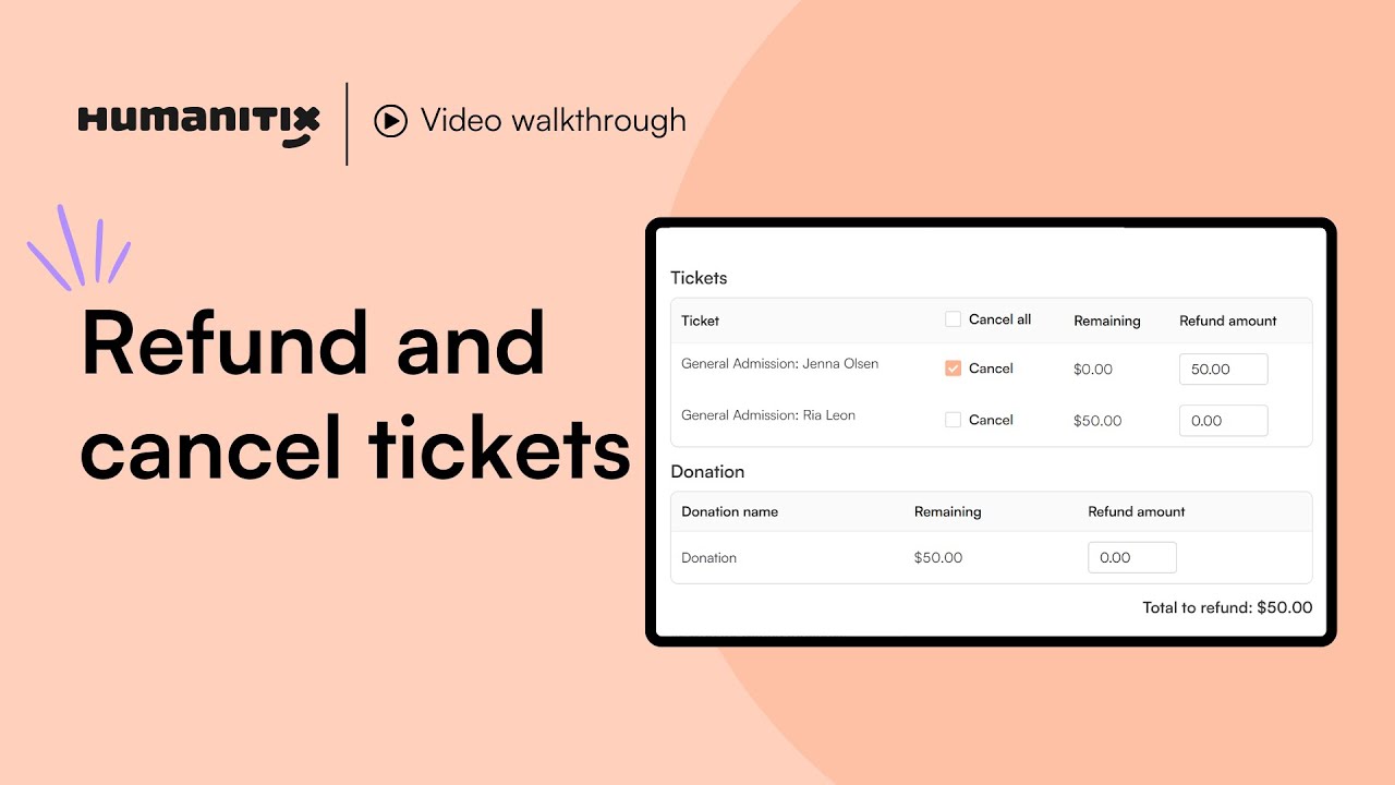 Refund and cancel tickets on Humanitix
