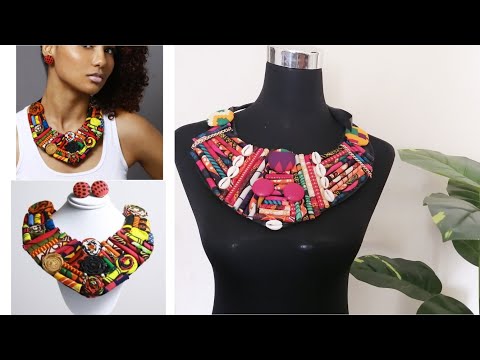 How to make this Beautiful Statement African Print Fabric Necklace - Ankara DIY