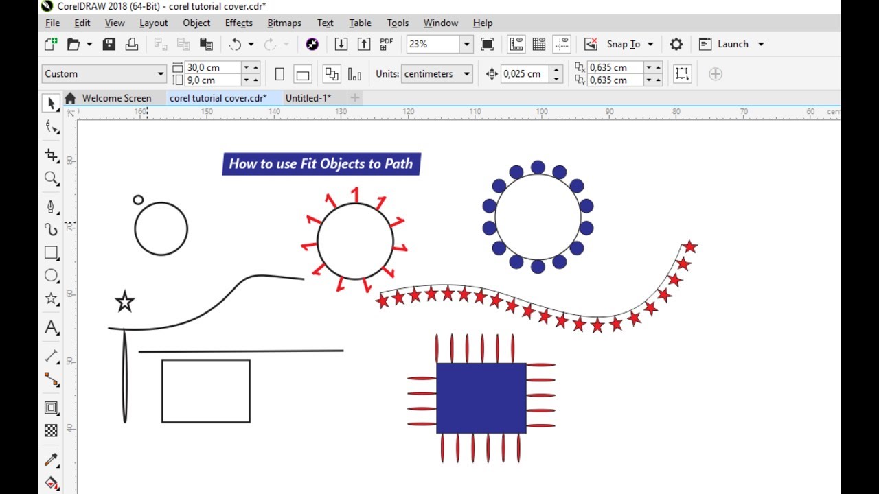 How to use Fit Objects to Path in Coreldraw 2018
