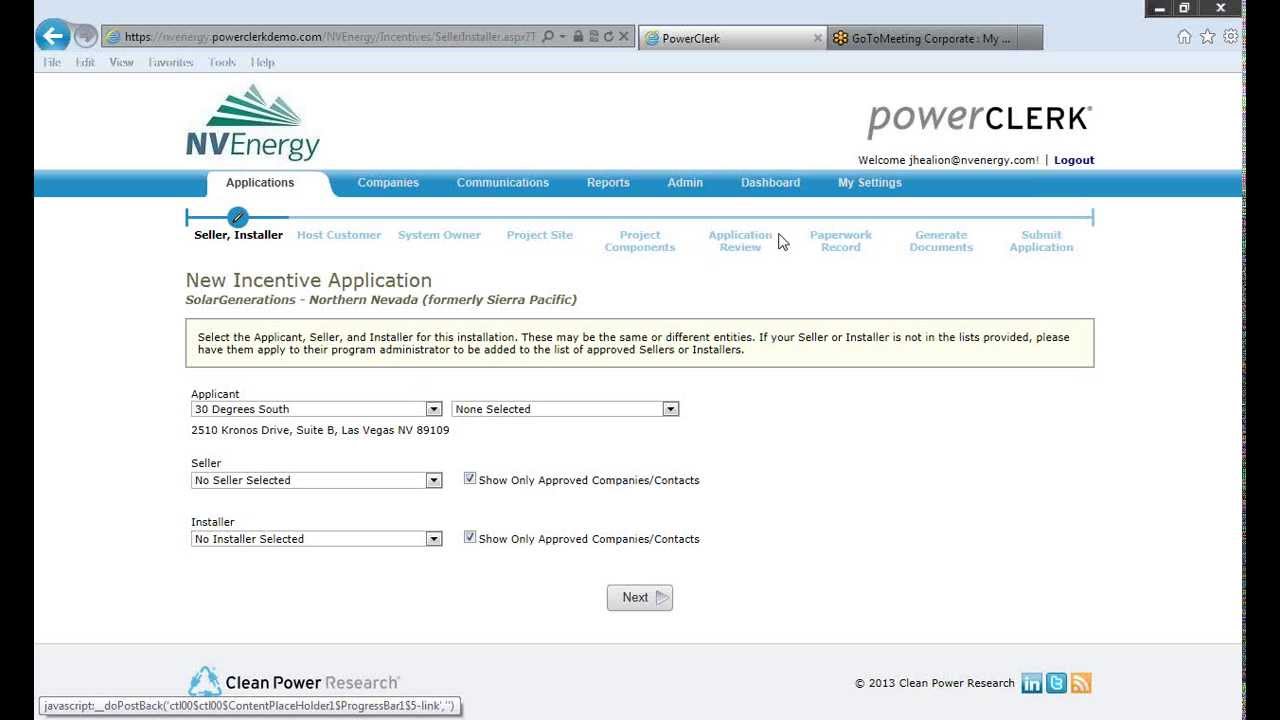 NV Energy RenewableGenerations PowerClerk Application Tutorial