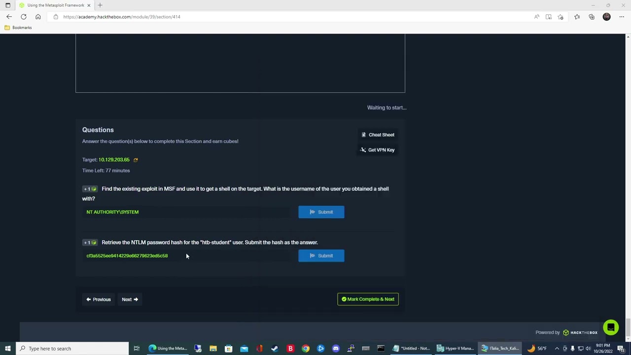 HTB Academy: Using the Metasploit Framework - Meterpreter