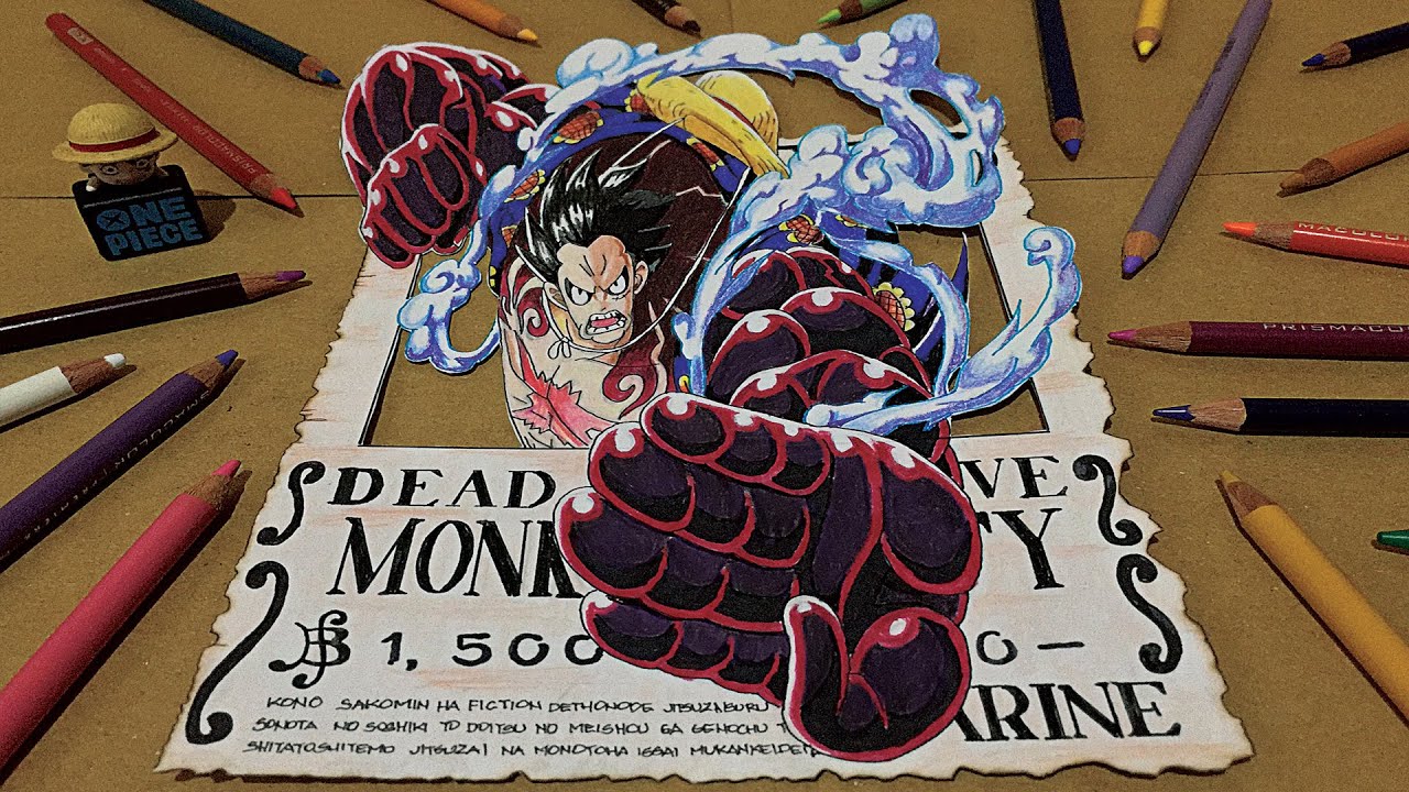 Monkey D. Luffy Wanted Poster  3d - One Piece (Timelapse Drawing)