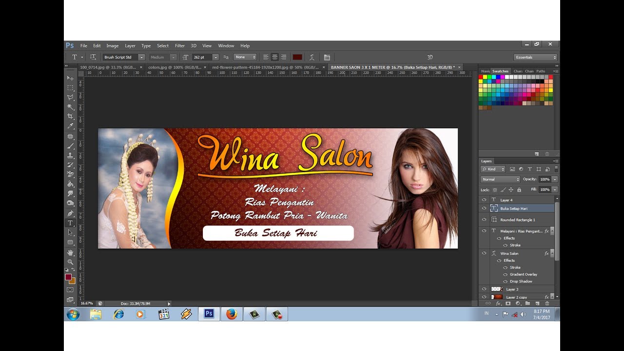 cara mudah membuat banner usaha salon | potong rambut
