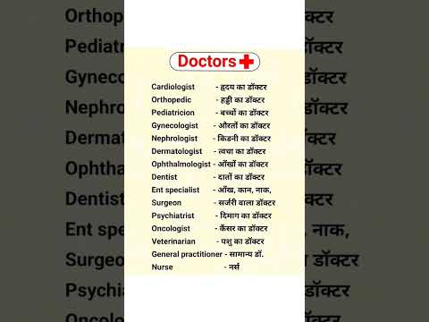 Types of #Doctors List of Doctors Doctor Names #ytshorts #vocabulary #speakingpractice #hospital